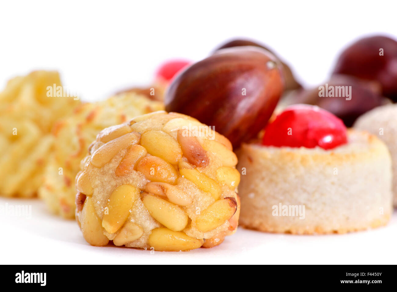 closeup of some different panellets, typical pastries of Catalonia ...