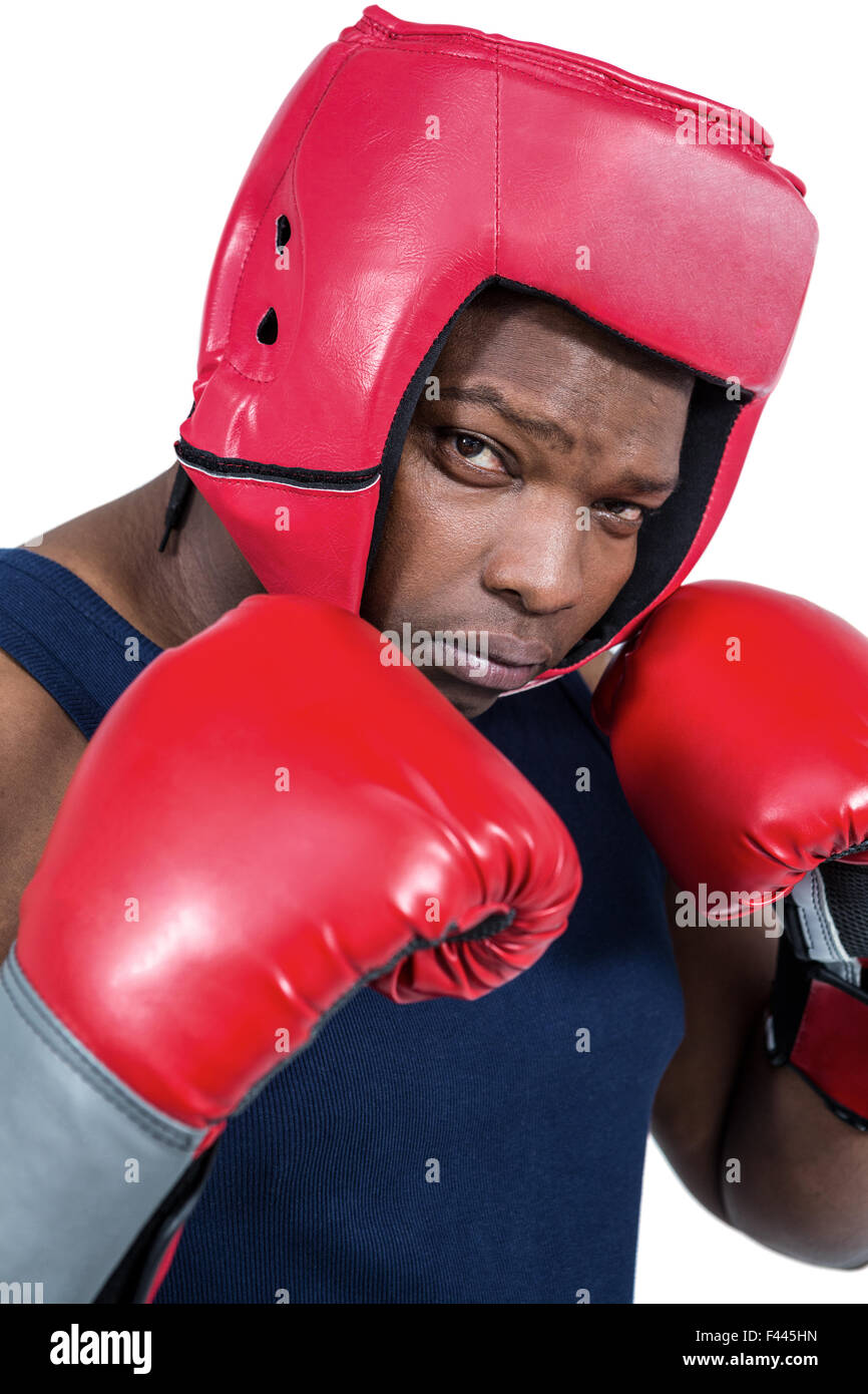 Fit man boxing with gloves Stock Photo - Alamy