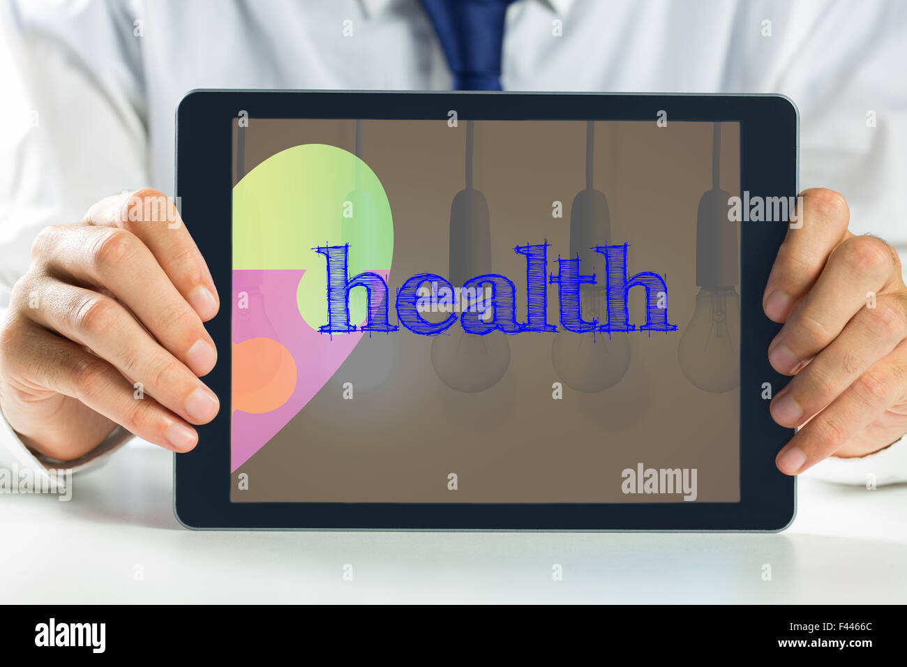 Health against second light bulb lighting Stock Photo - Alamy