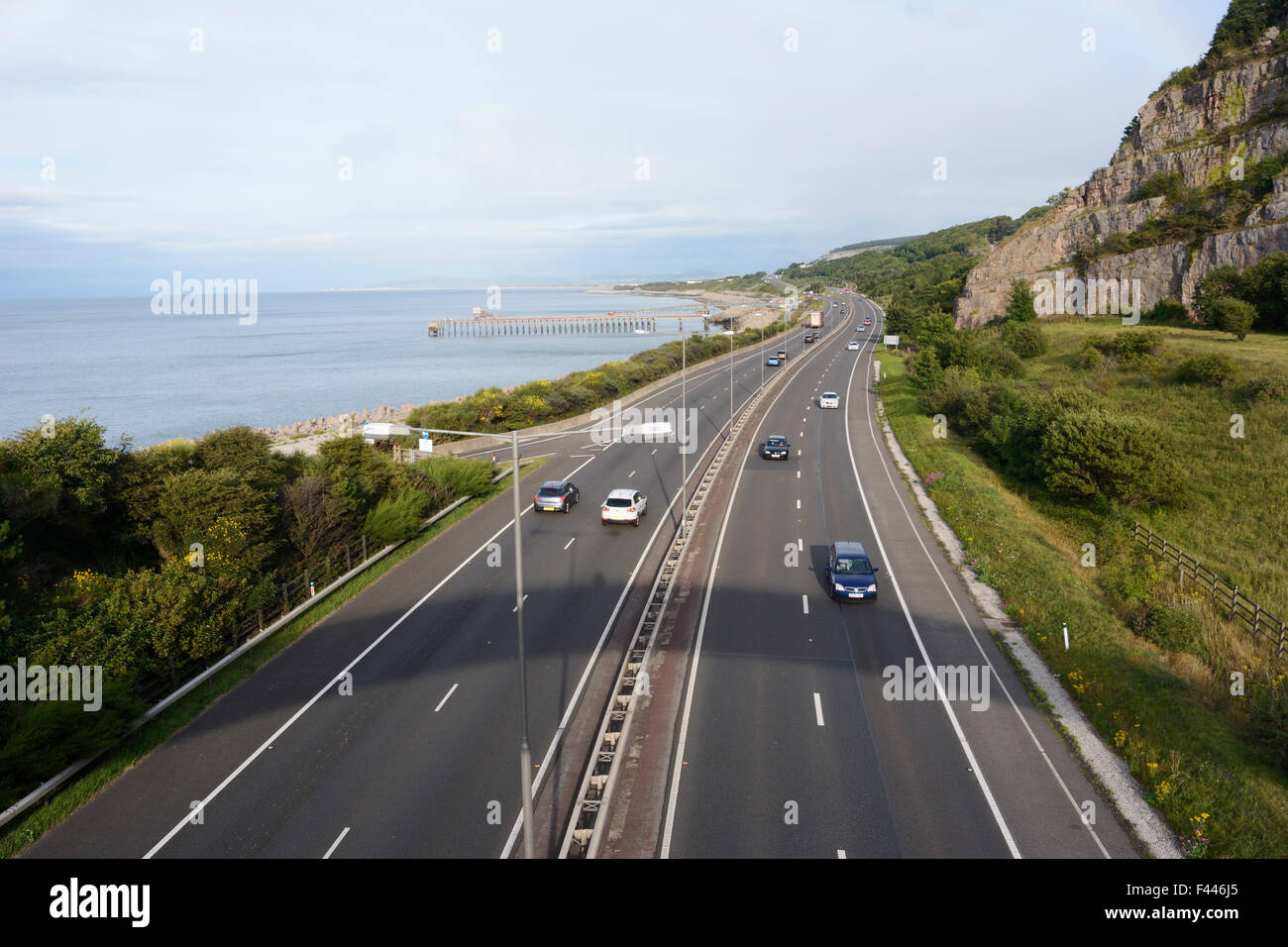 The A55 road along the North Wales coast between Llanddulas and Colwyn ...