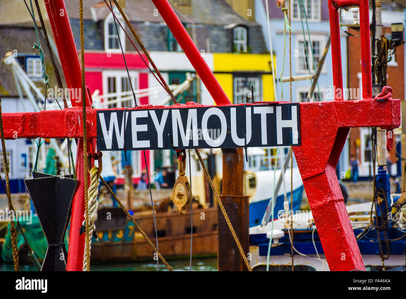 Weymouth sign, in the harbour, Dorset, UK Stock Photo - Alamy