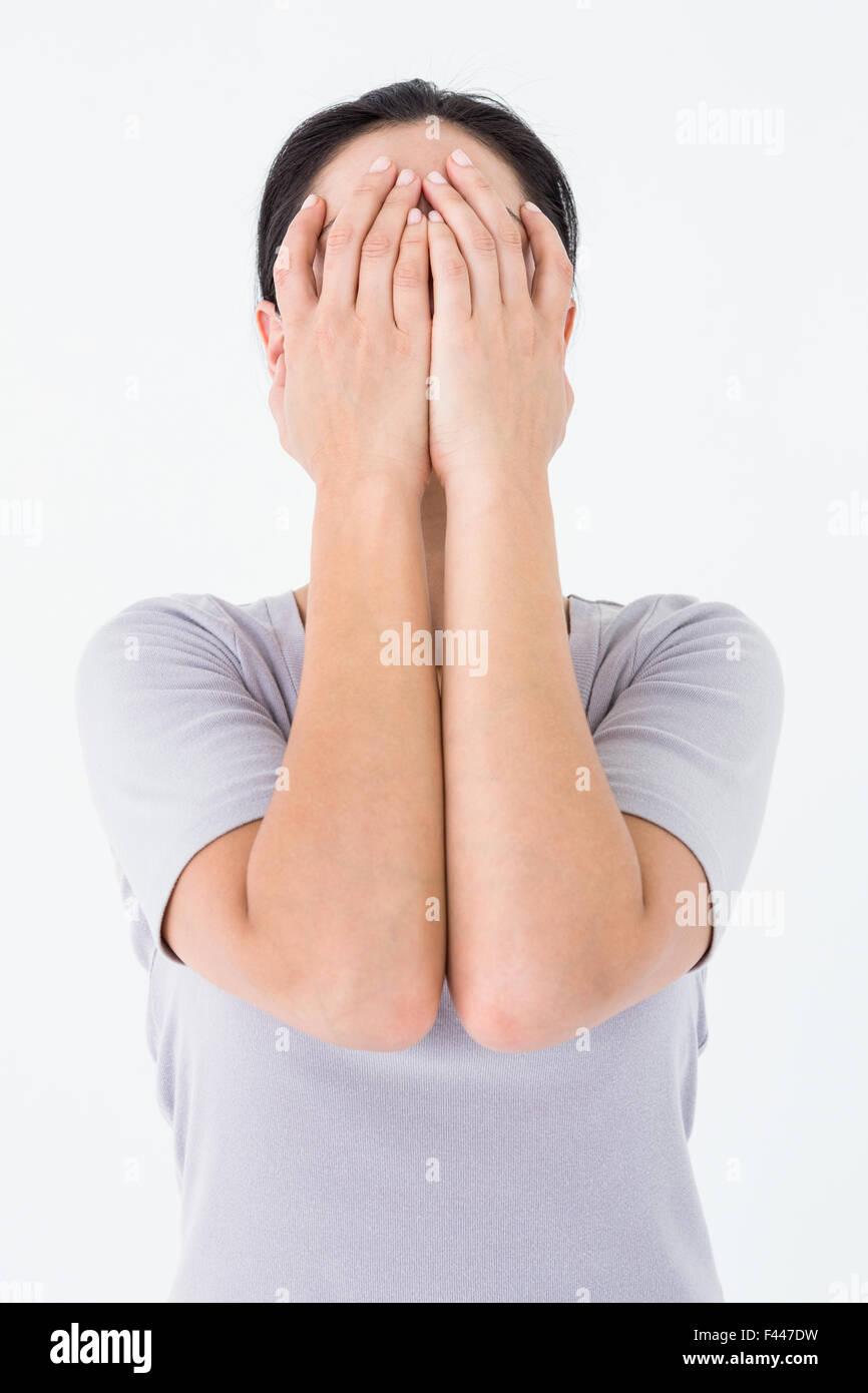 Sad woman hiding her face Stock Photo - Alamy