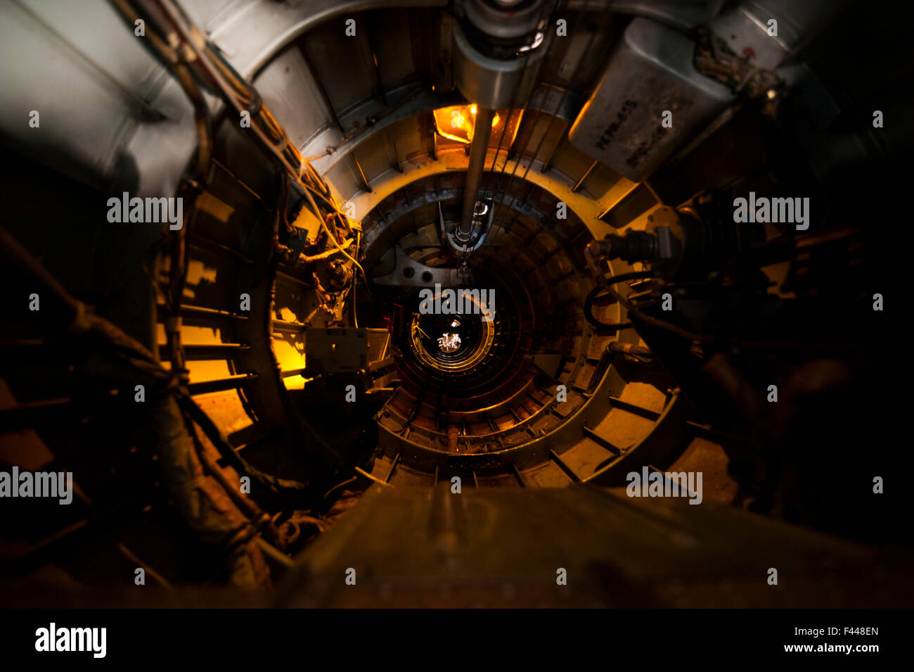 View inside a Mi-8 helicopter tail boom or tail cone Stock Photo - Alamy