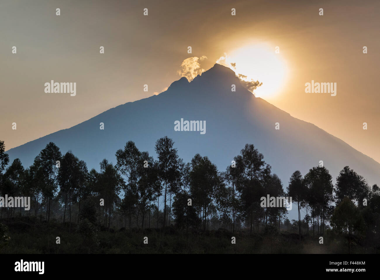 Sunrise behind Mount Mikeno, Virunga National Park, Democratic Republic ...