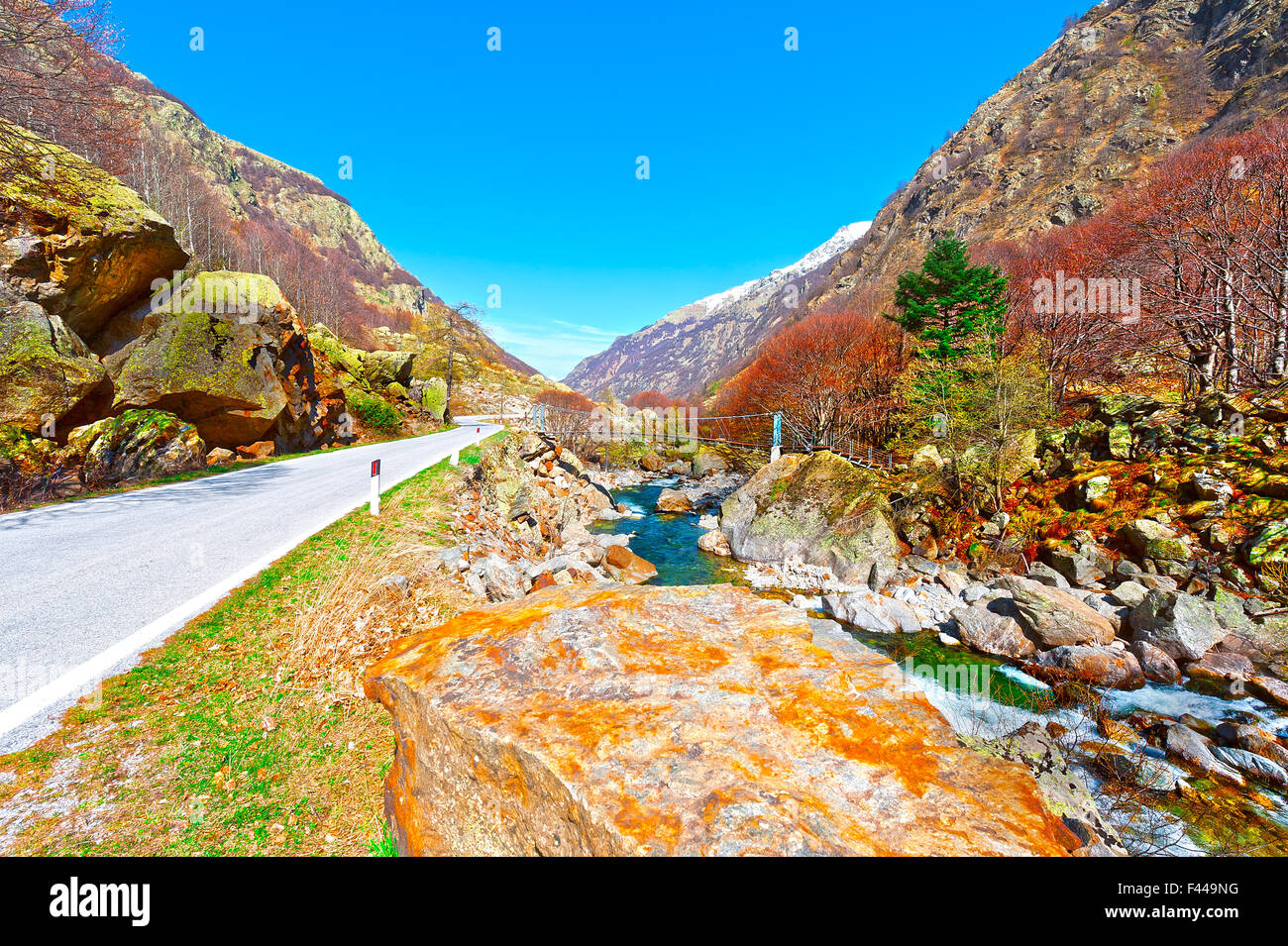 Road along Stream Stock Photo - Alamy