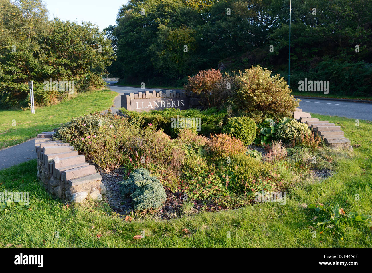 Llanberis village sign made from slate Stock Photo - Alamy