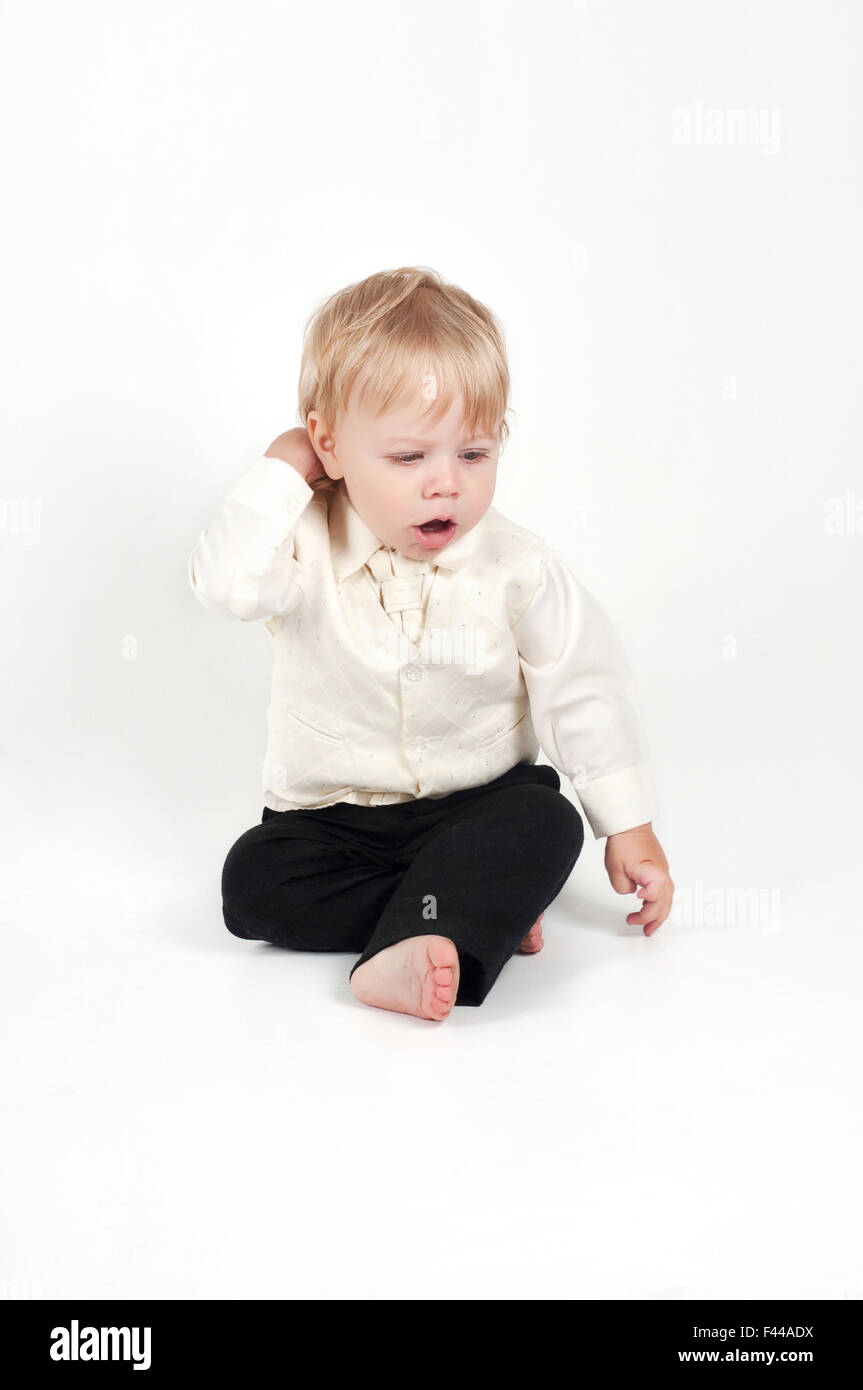 Cute little baby in formal suit Stock Photo - Alamy