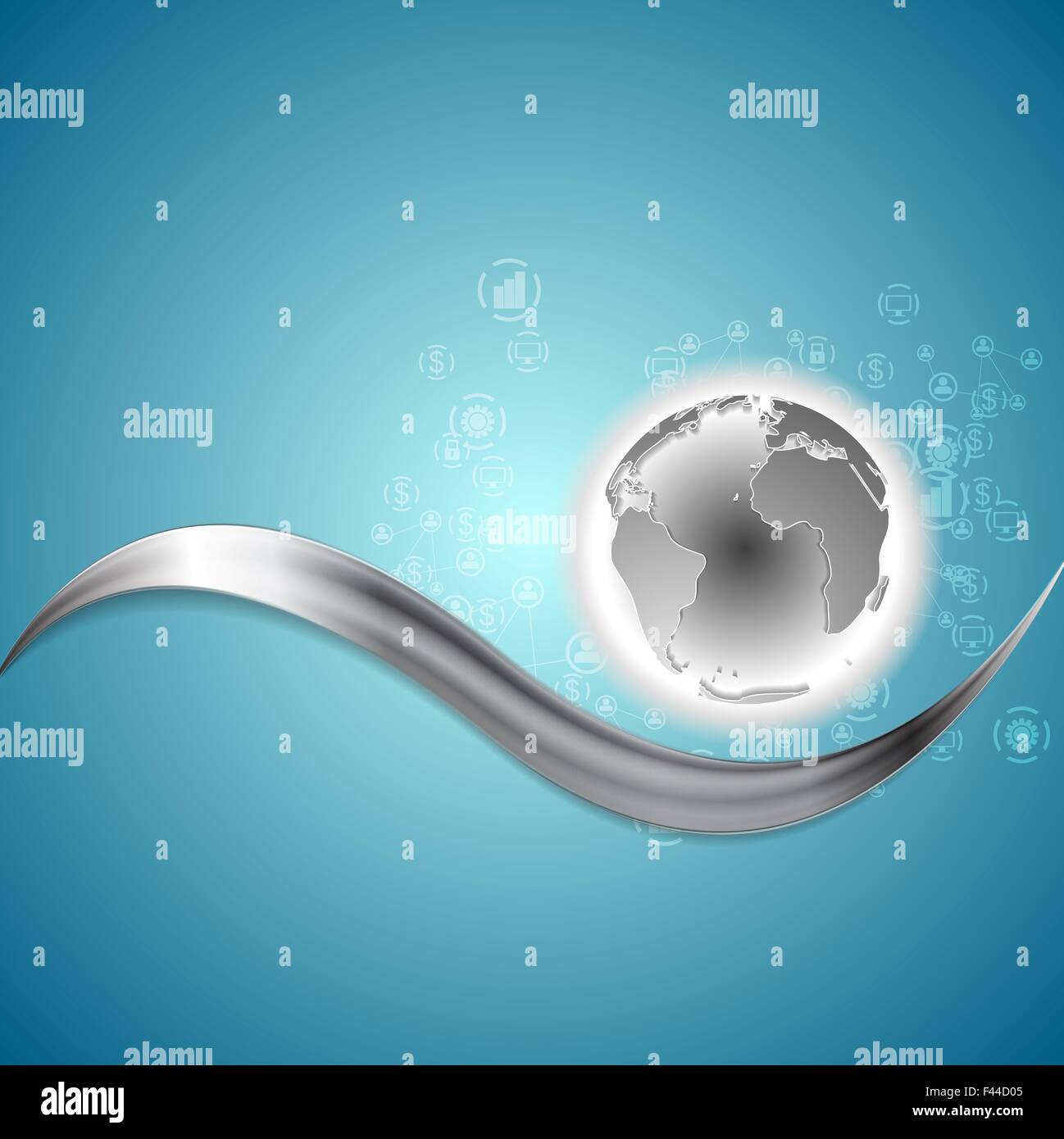 Blue technology background with metallic wave Stock Photo - Alamy