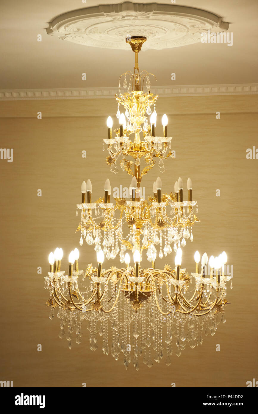 Beautiful crystal chandelier Stock Photo - Alamy