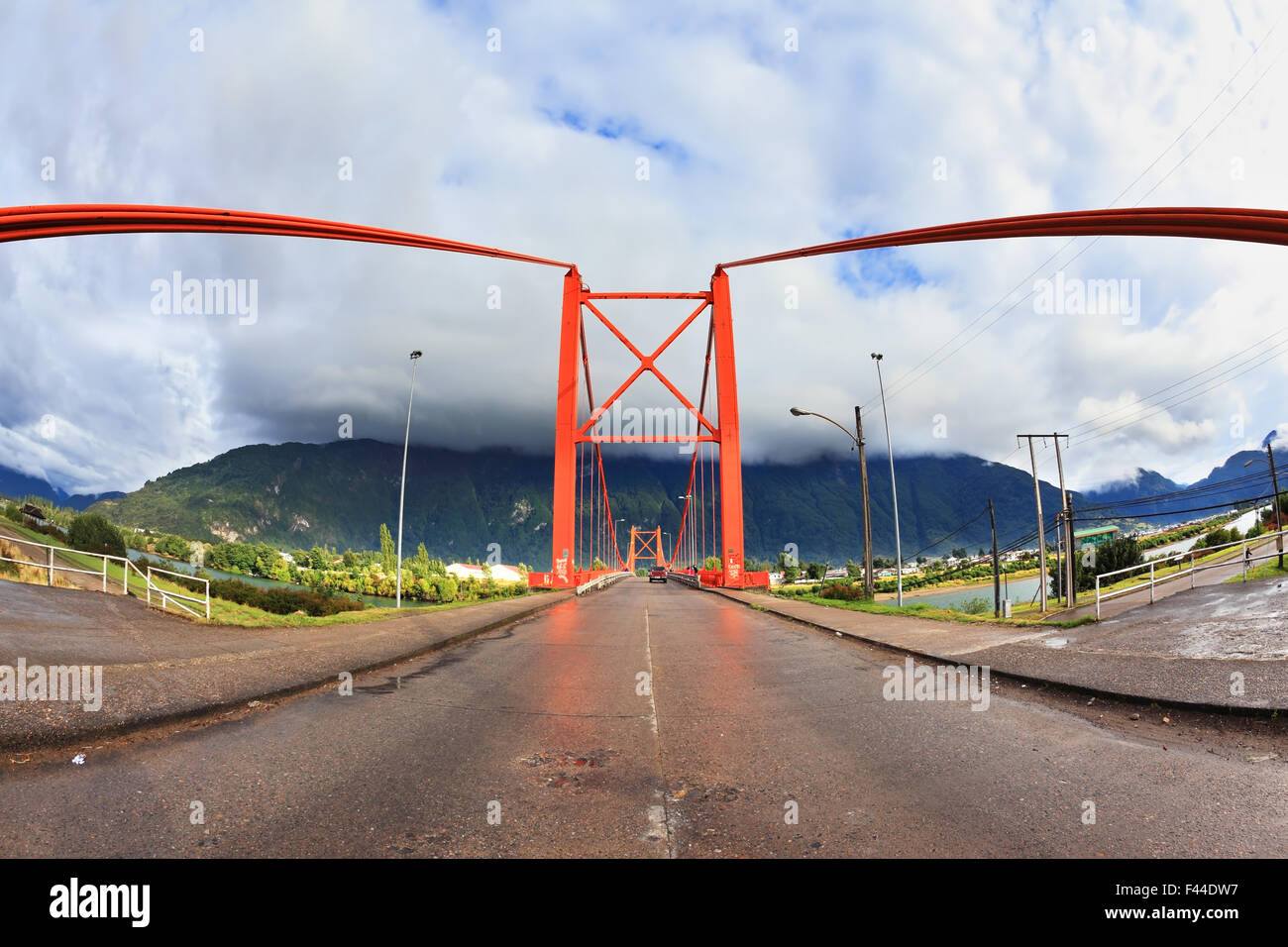 Patagonia, Chile. Red bridge Stock Photo - Alamy