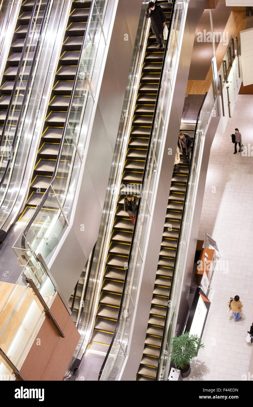 Escalators on different levels viewed from above Stock Photo - Alamy