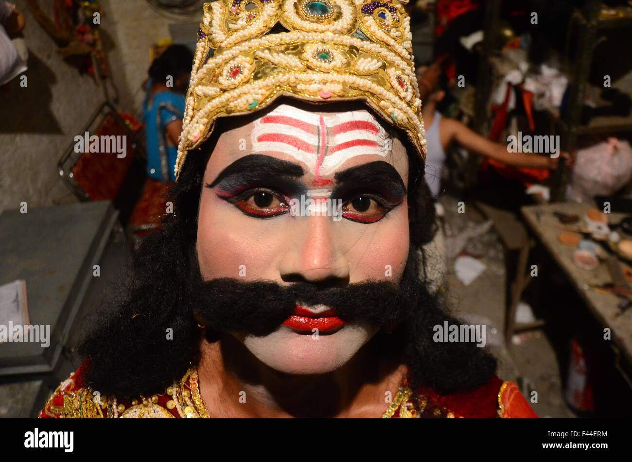 Allahabad, India. 14th Oct, 2015. An Indian performer dressed as ...