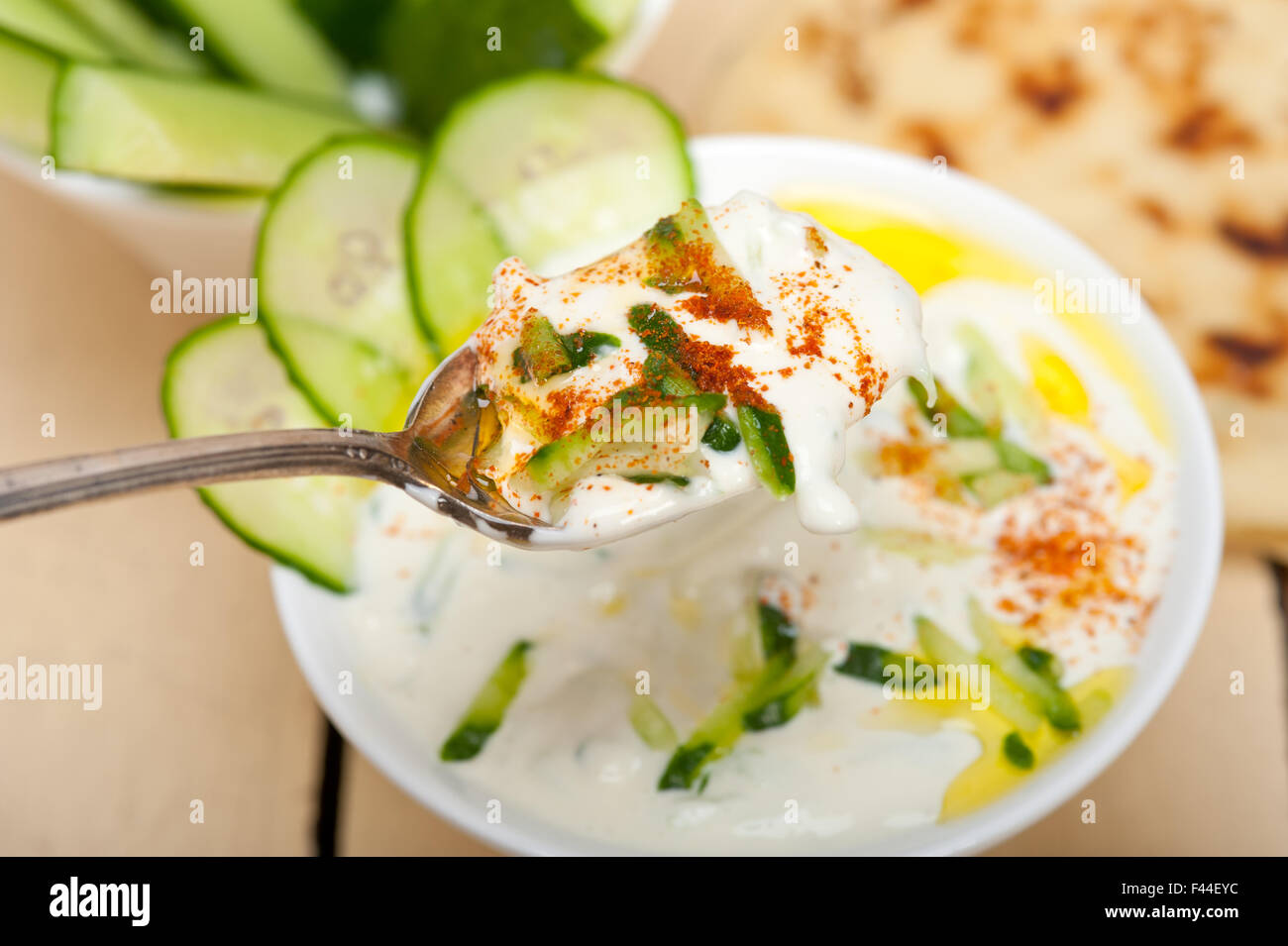 Arab middle east goat yogurt and cucumber salad Stock Photo - Alamy