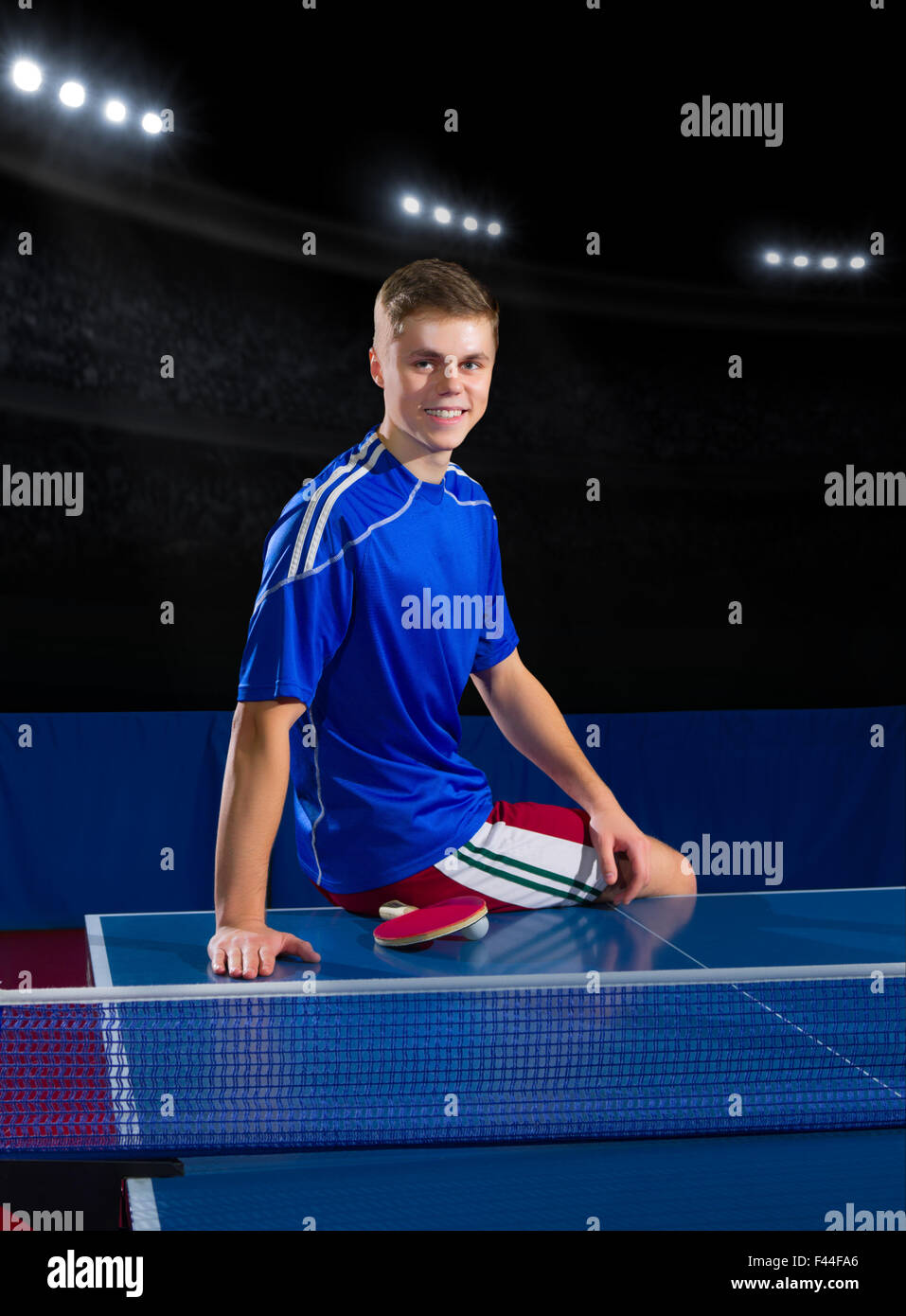 Table tennis player at sports hall Stock Photo - Alamy