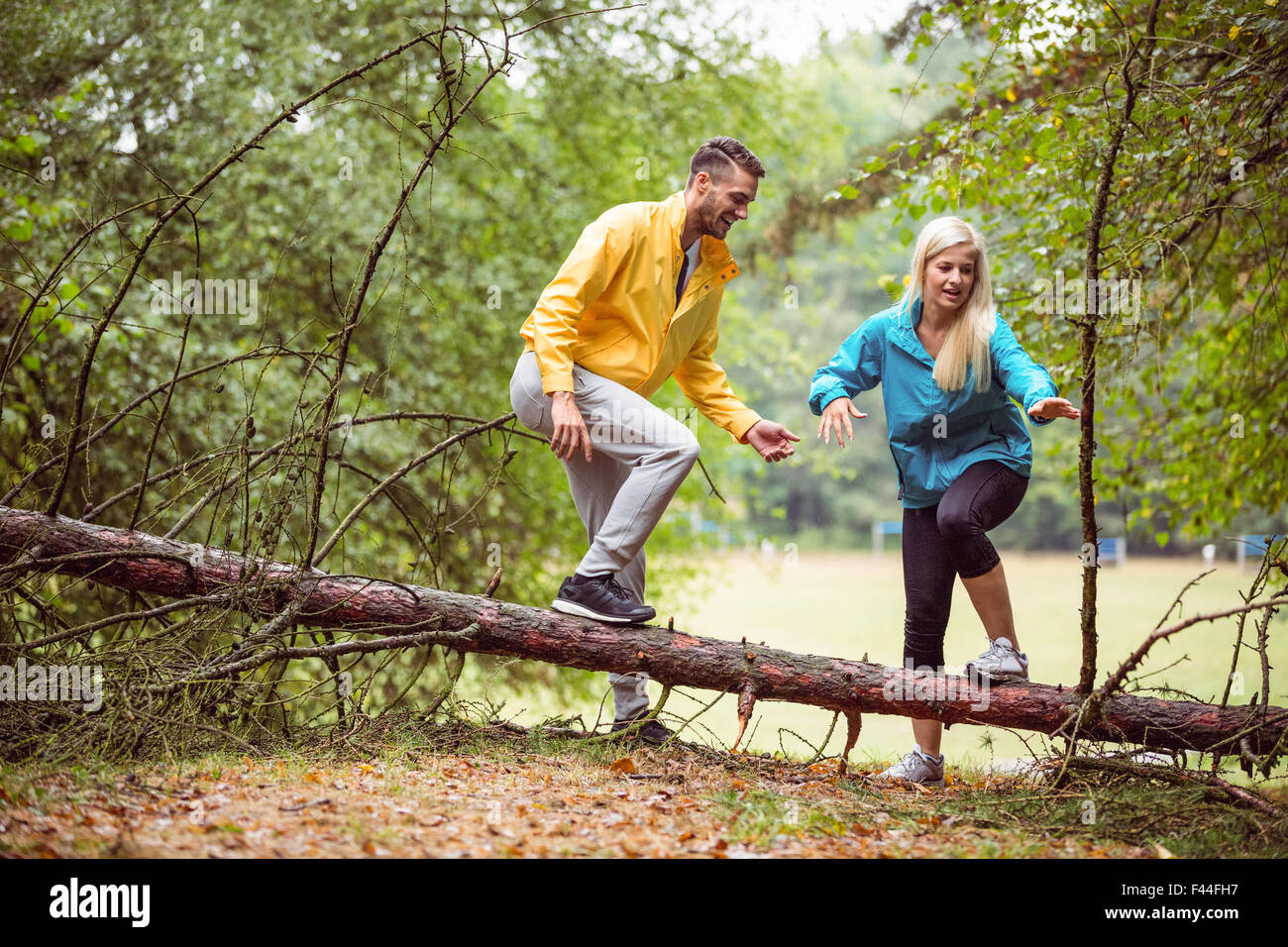 Friends having fun on a hike Stock Photo - Alamy
