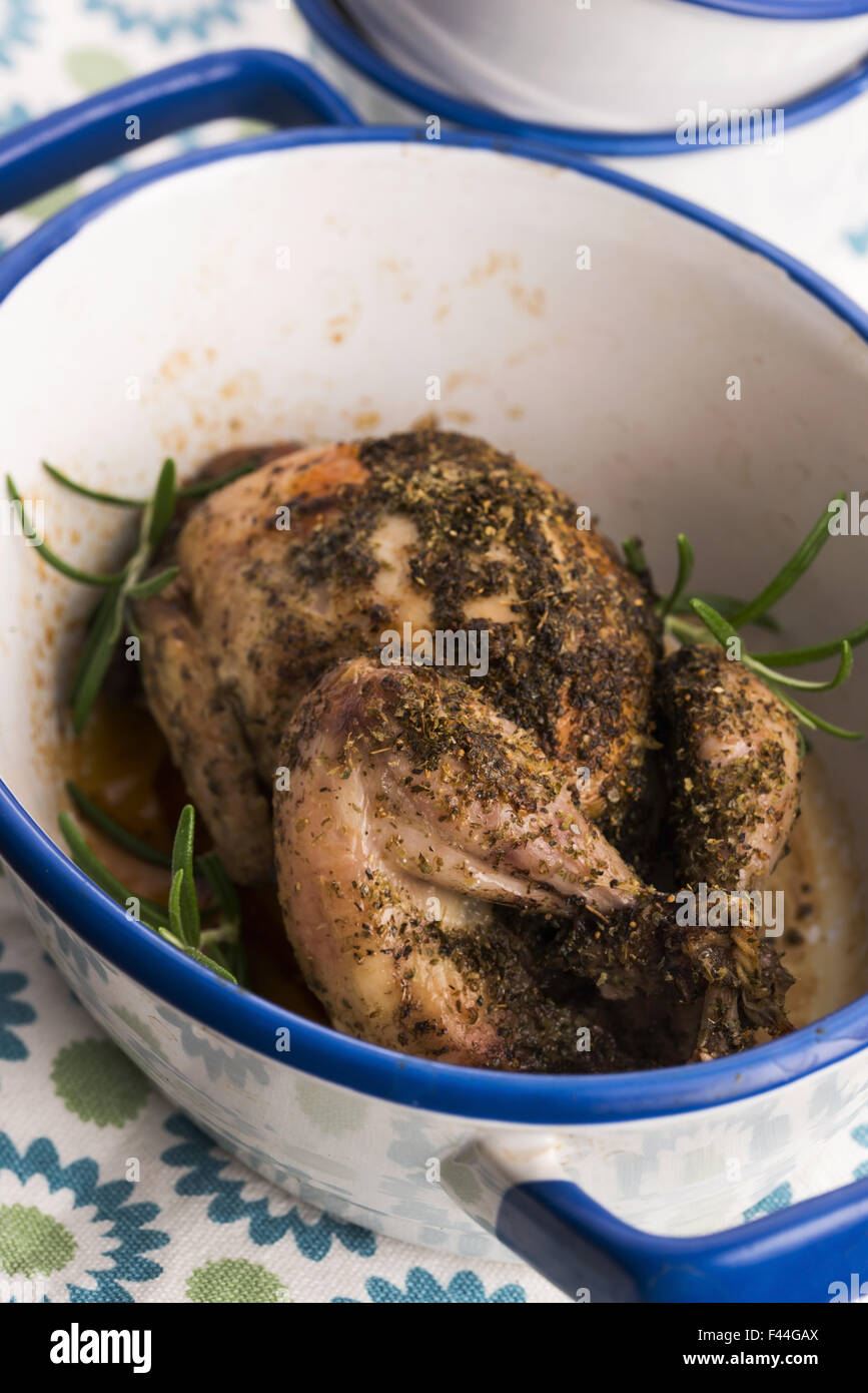 Roasted quail with herbs Stock Photo - Alamy