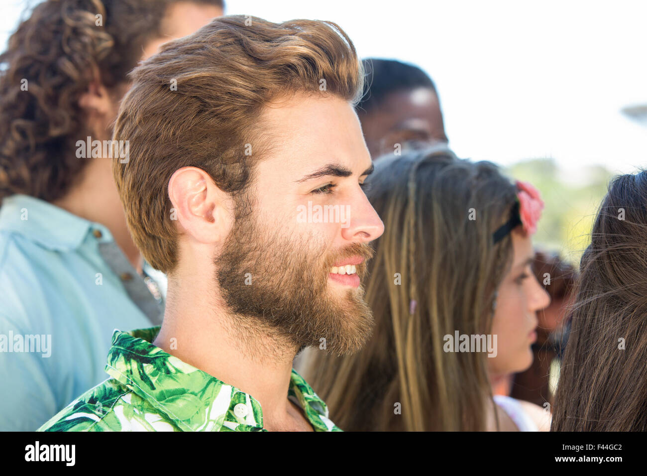 Excited music fans at festival Stock Photo - Alamy