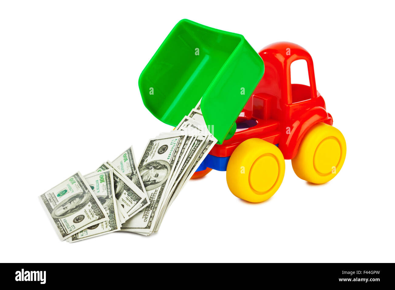 Toy truck with money Stock Photo - Alamy