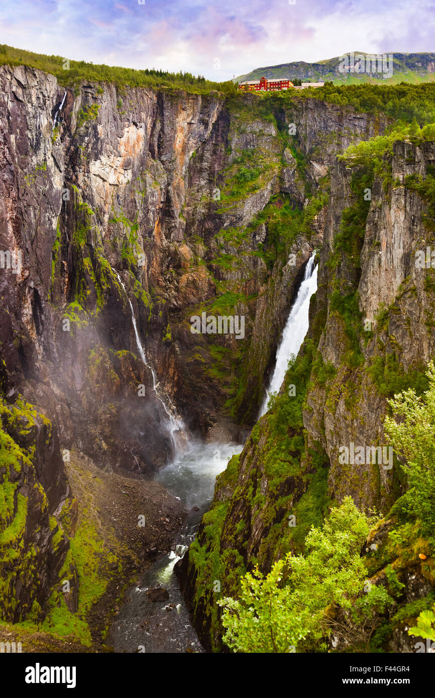 Waterfall Voringfossen in Hardanger Norway Stock Photo - Alamy