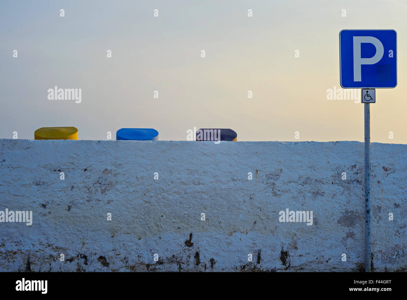 Containers covers and disabled parking sign Stock Photo - Alamy