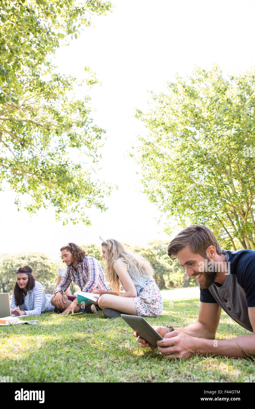 Classmates revising together on campus Stock Photo - Alamy
