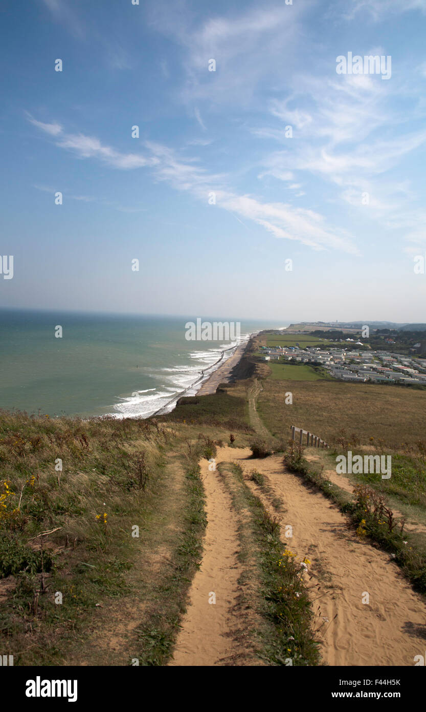 Footpath Beeston Hump above Sandy cliffs looking toward West Runton and ...