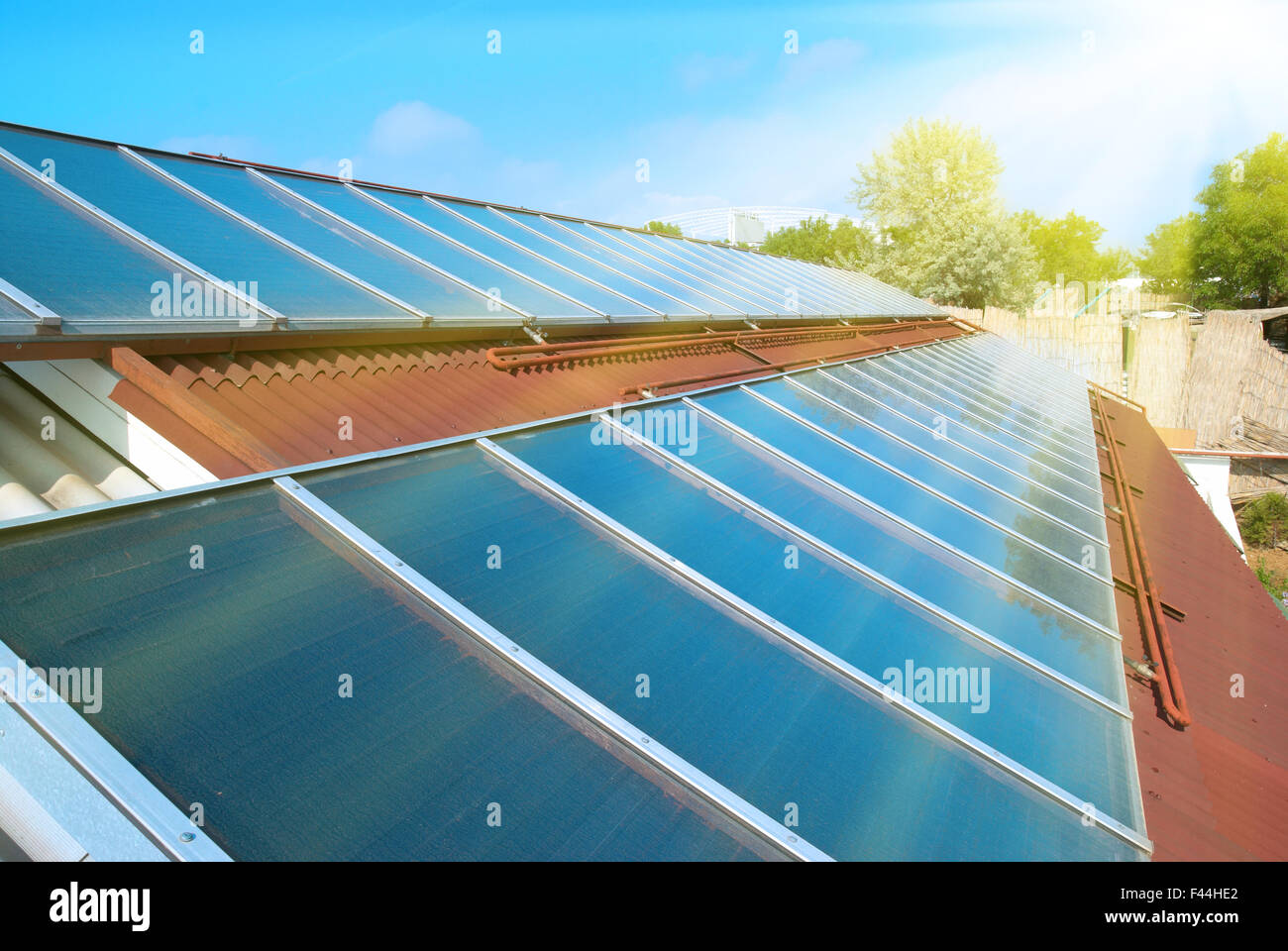 Solar system on the roof Stock Photo - Alamy