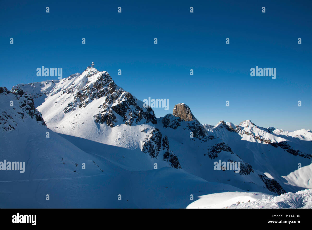 The summits of Valluga and the Roggspitze and in the background from ...