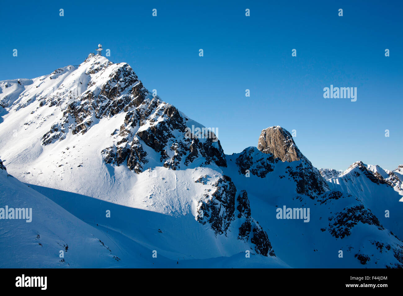 The summits of Valluga and the Roggspitze and in the background St ...