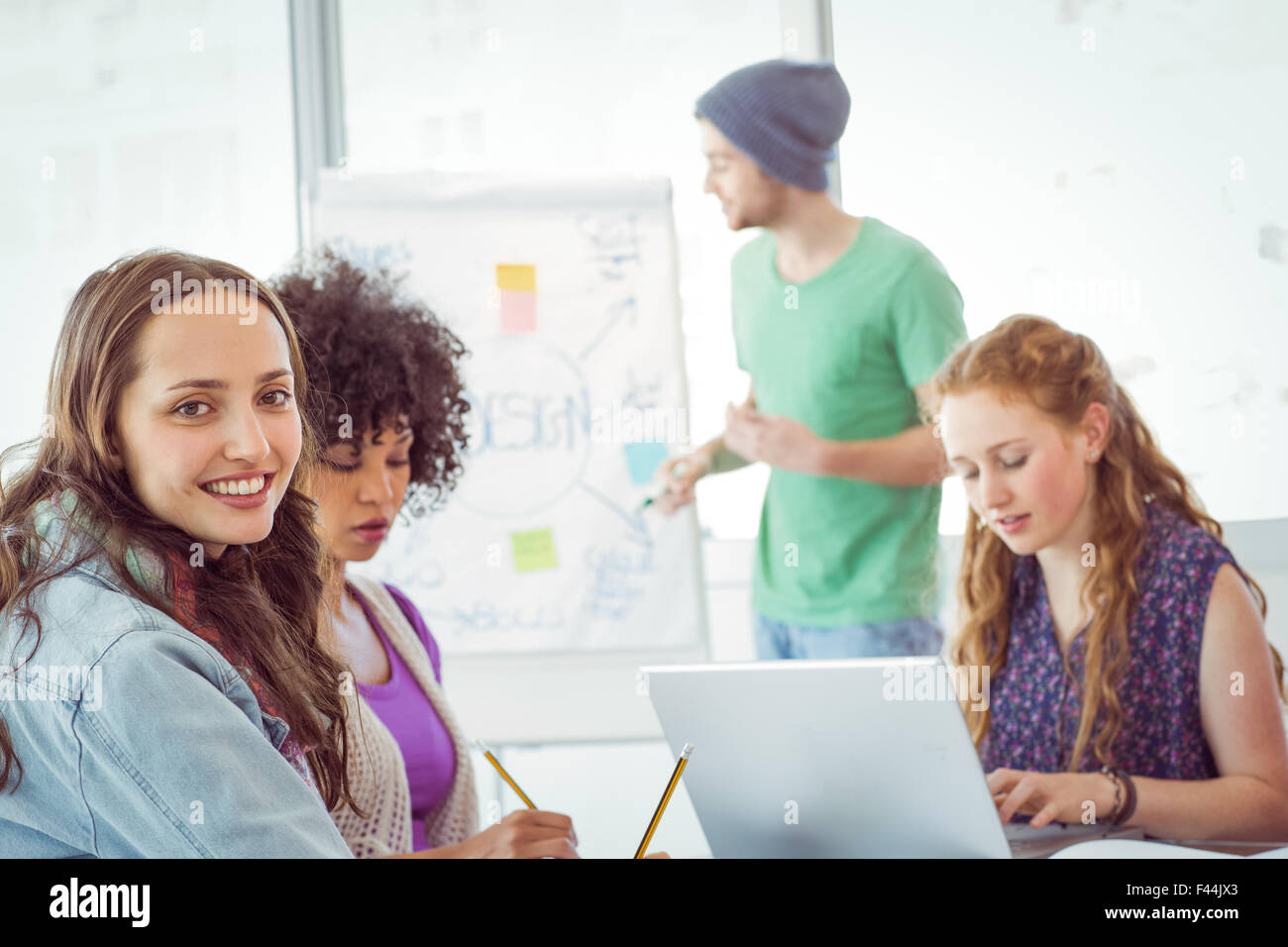 Fashion student giving a presentation Stock Photo - Alamy