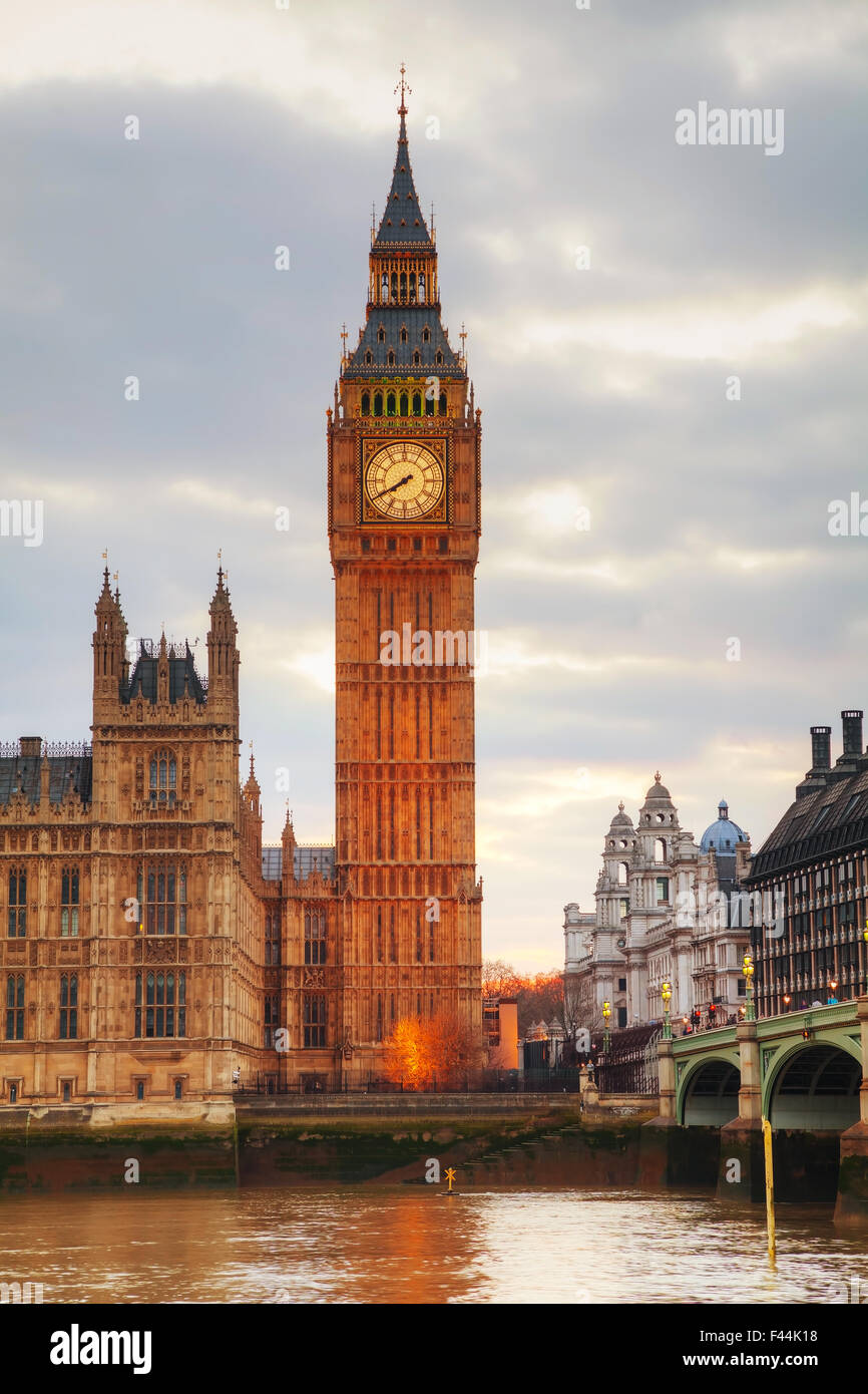 London with the Clock Tower at sunset Stock Photo - Alamy