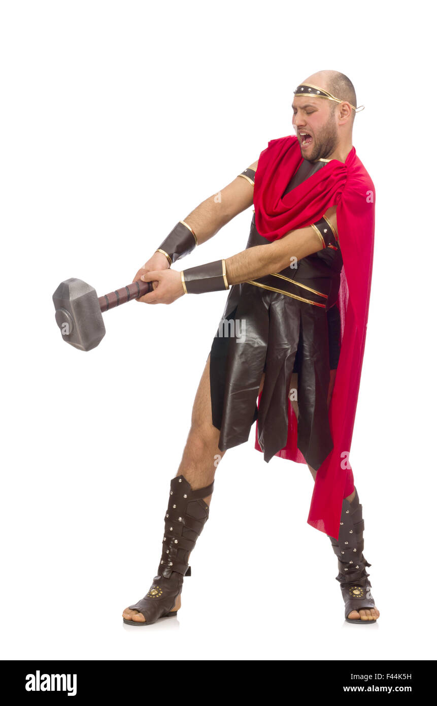 Gladiator with hammer isolated on white Stock Photo - Alamy