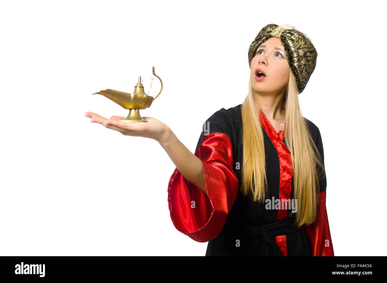 Female magician isolated on white Stock Photo - Alamy