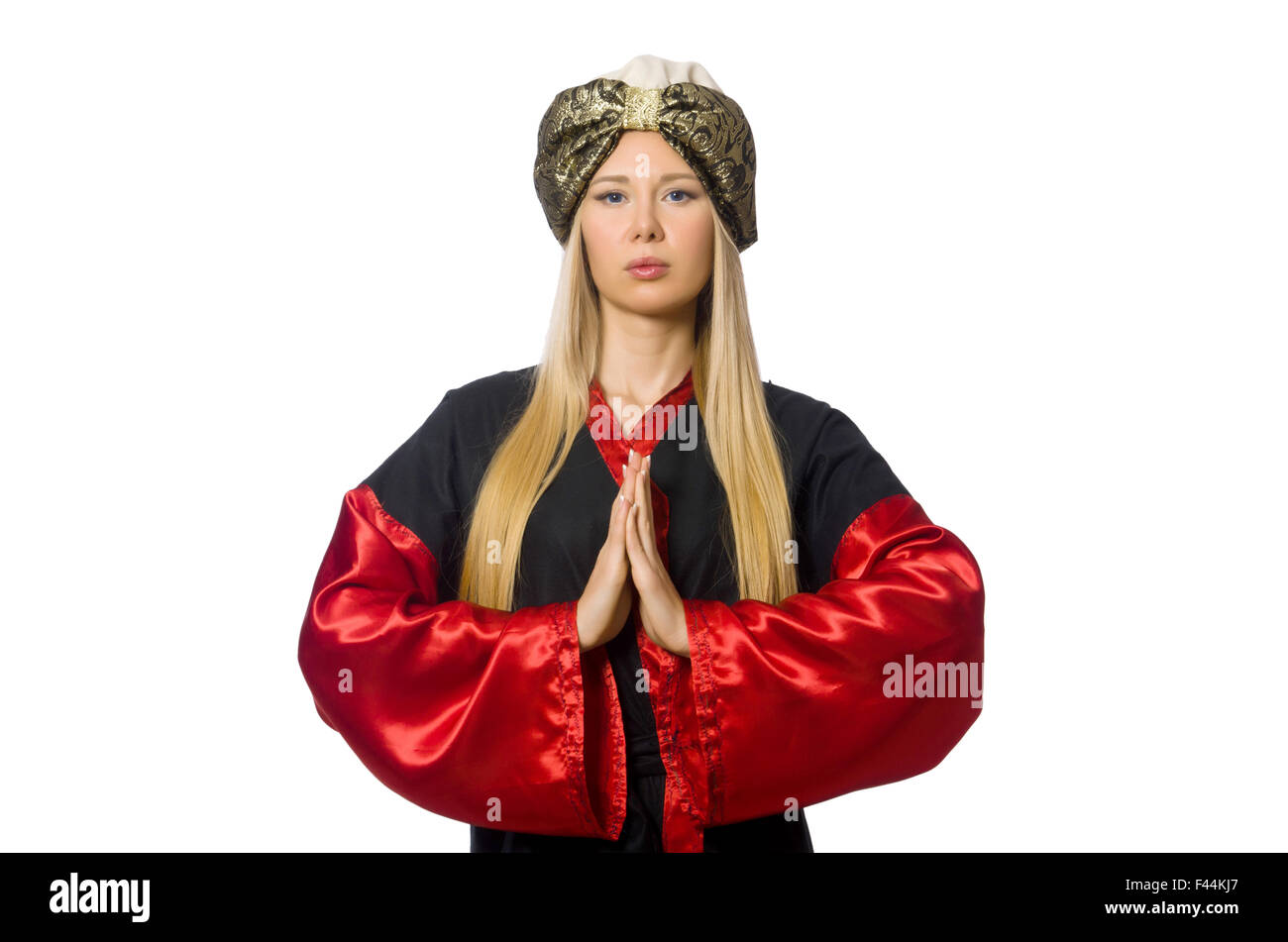 Female magician isolated on white Stock Photo - Alamy