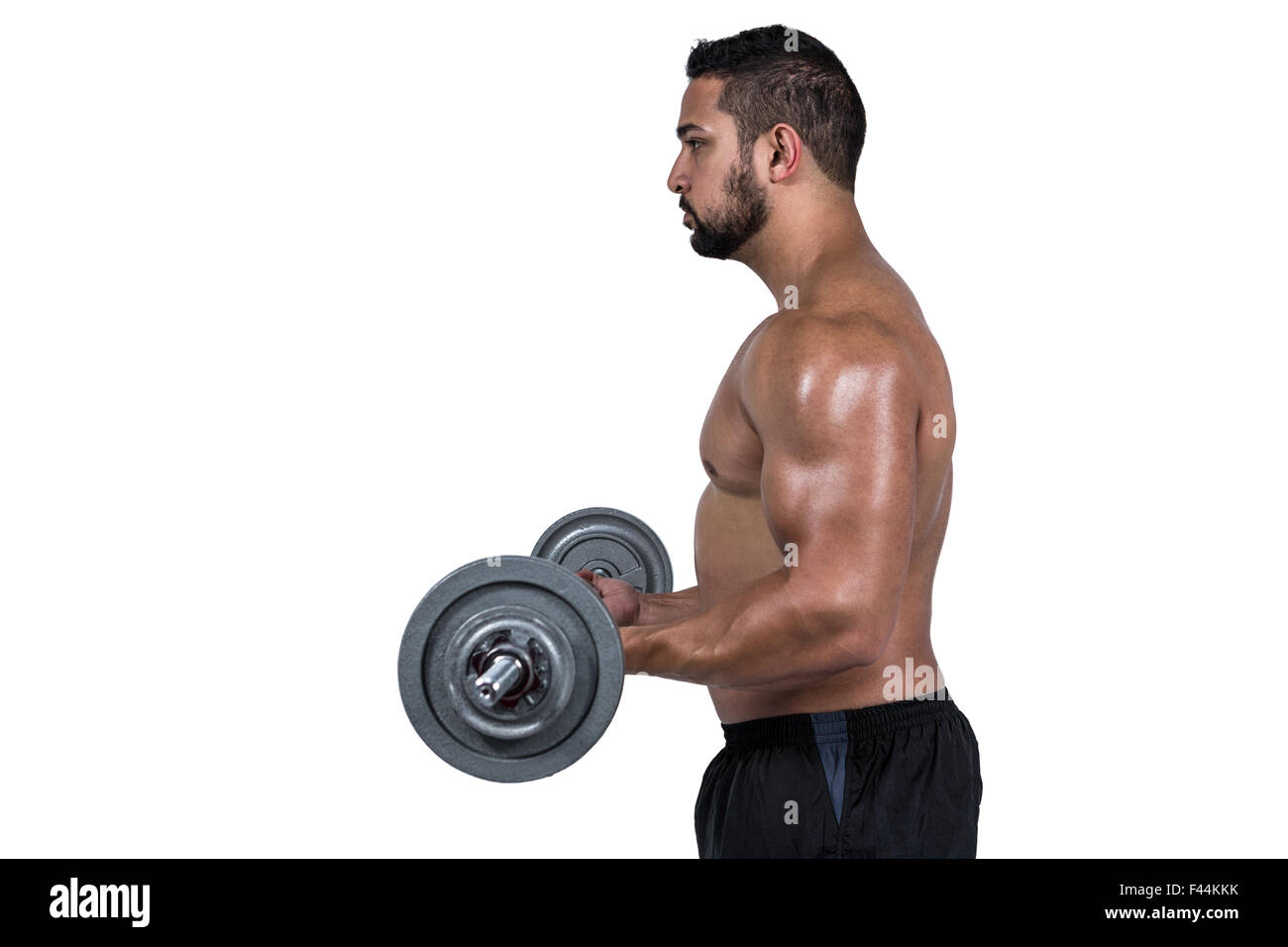 Muscular man lifting heavy barbell Stock Photo - Alamy