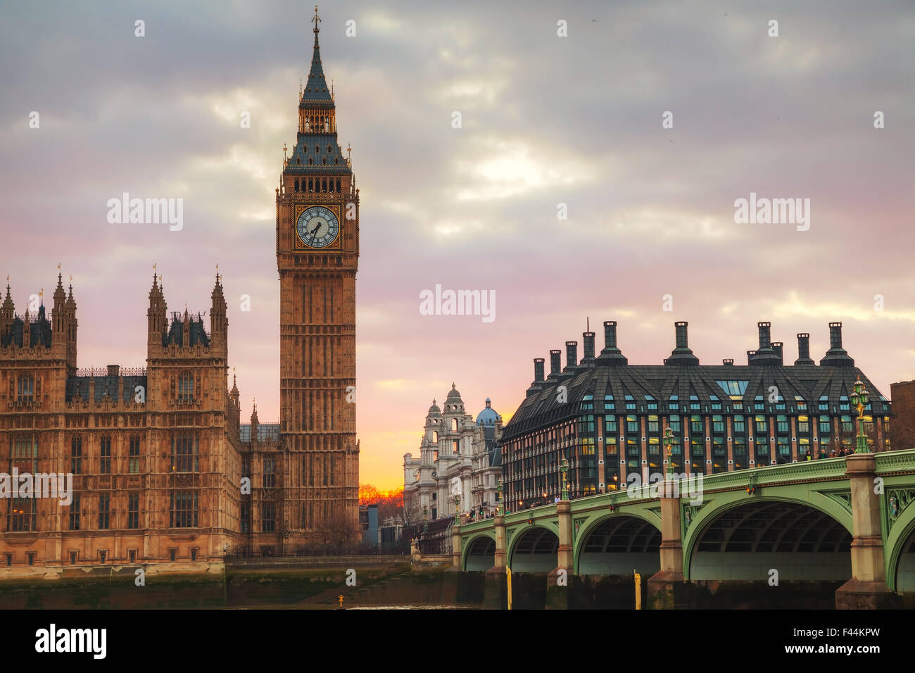 London with the Clock Tower at sunset Stock Photo - Alamy