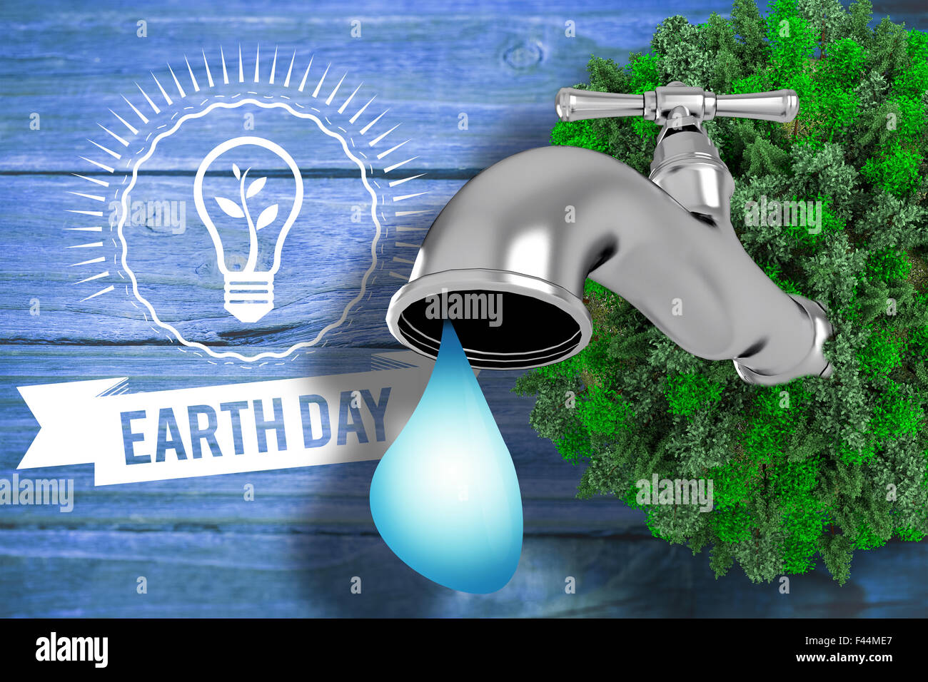 Composite image of earth with faucet Stock Photo - Alamy