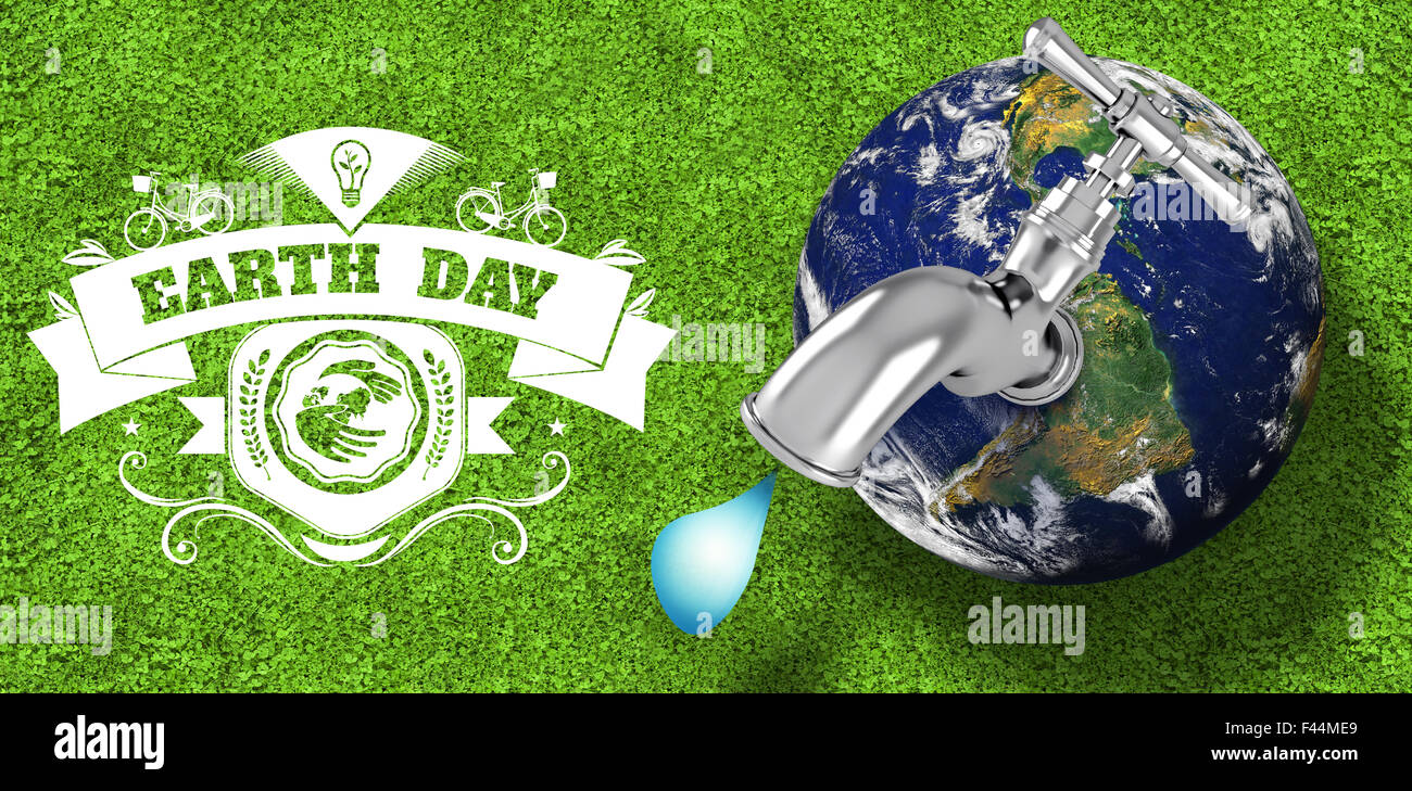 Composite image of earth with faucet Stock Photo - Alamy