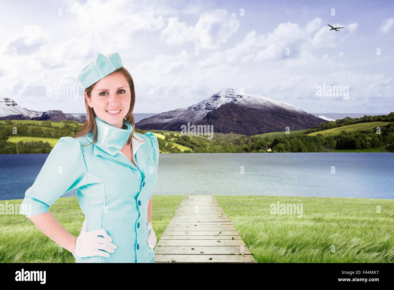 Composite image of air hostess Stock Photo - Alamy