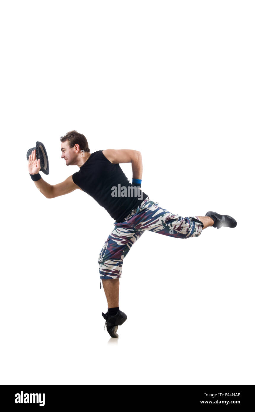 Man dancing dances isolated on white Stock Photo - Alamy