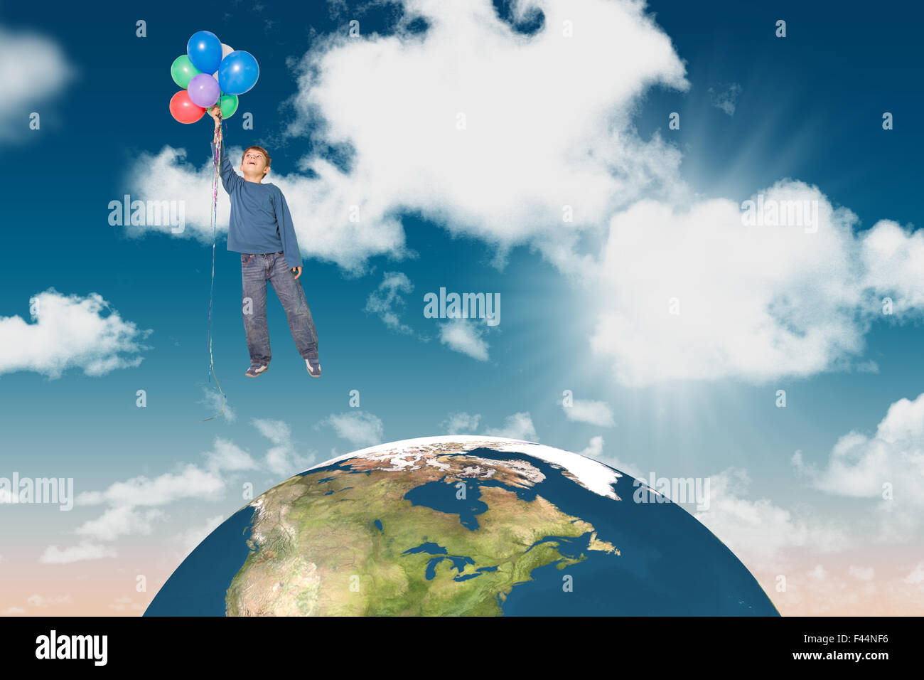 Child balloon world map hi-res stock photography and images - Alamy
