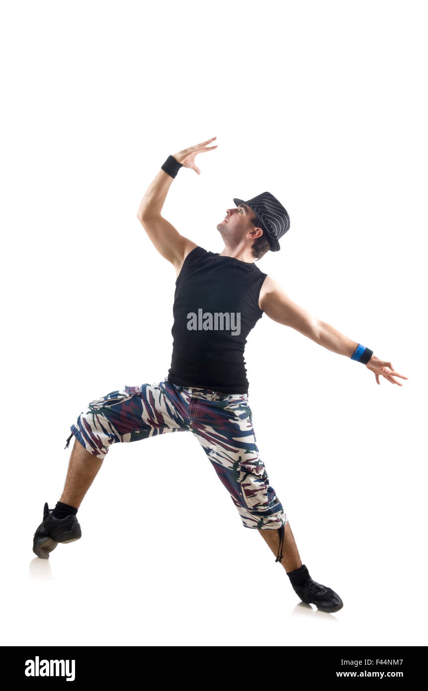 Man dancing dances isolated on white Stock Photo - Alamy