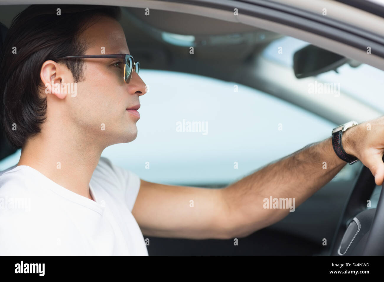 Focus man driving Stock Photo - Alamy