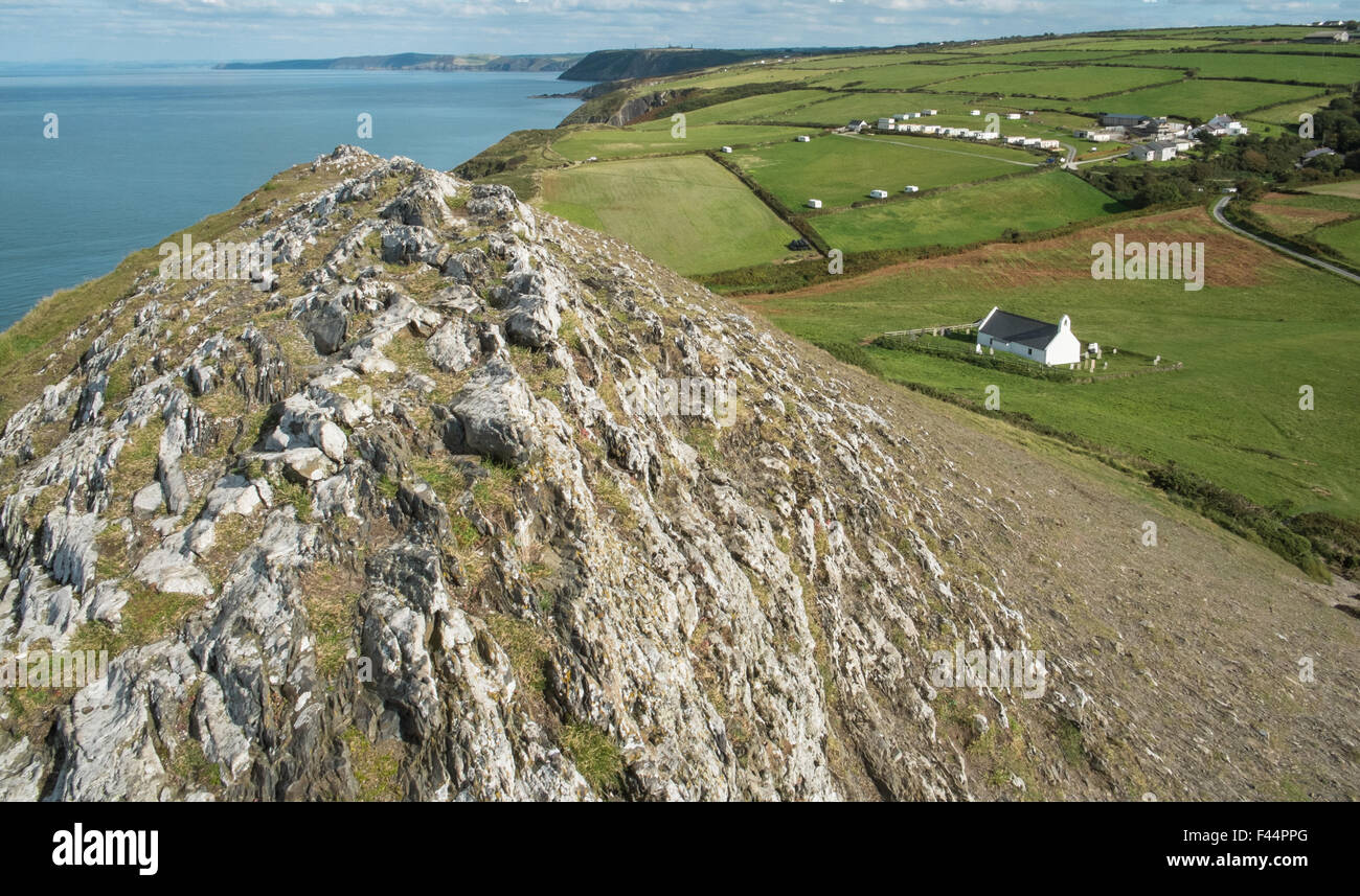Church of the Holy Cross Mwnt,Coastline and coast path and beach ...