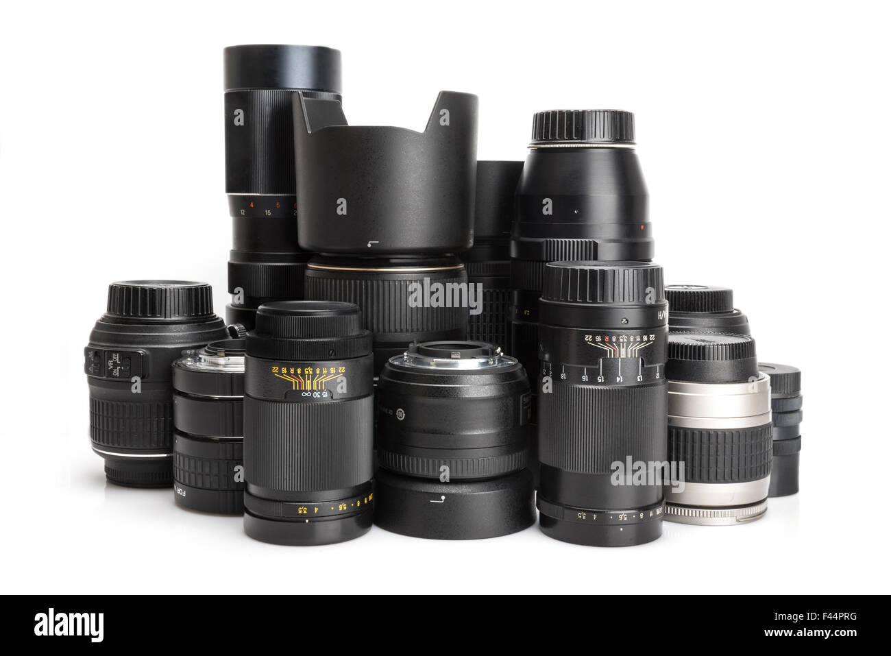 Different Camera lenses isolated on white background Stock Photo - Alamy
