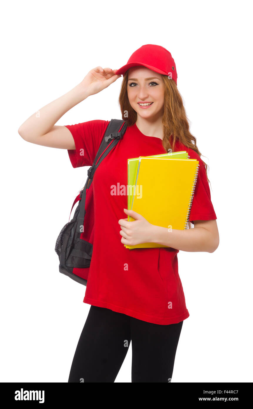 Girl backpack standing on Cut Out Stock Images & Pictures - Alamy