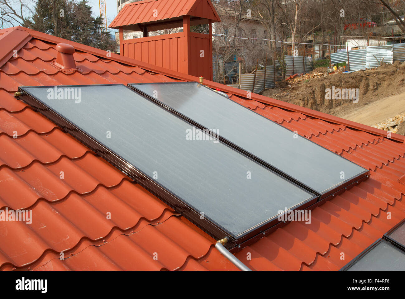 Solar system on the roof Stock Photo - Alamy
