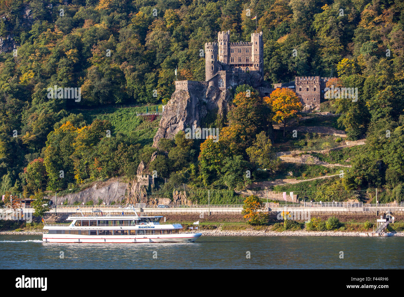 Castle Rheinstein castle, in Trechtingshausen, Rheingau, the UNESCO ...