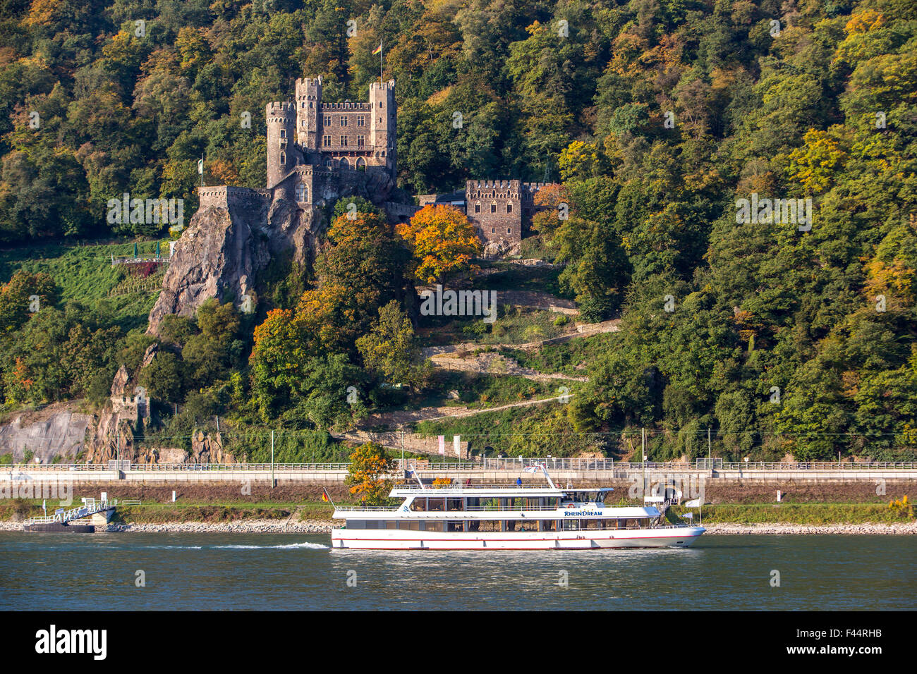 Castle Rheinstein castle, in Trechtingshausen, Rheingau, the UNESCO ...