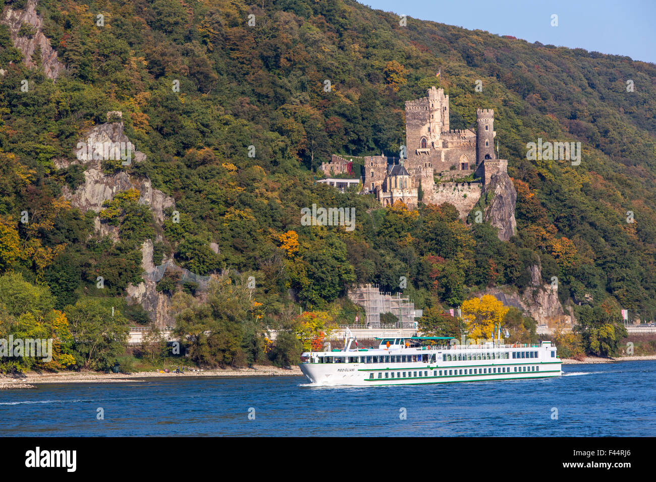 Castle Rheinstein castle, in Trechtingshausen, Rheingau, the UNESCO ...